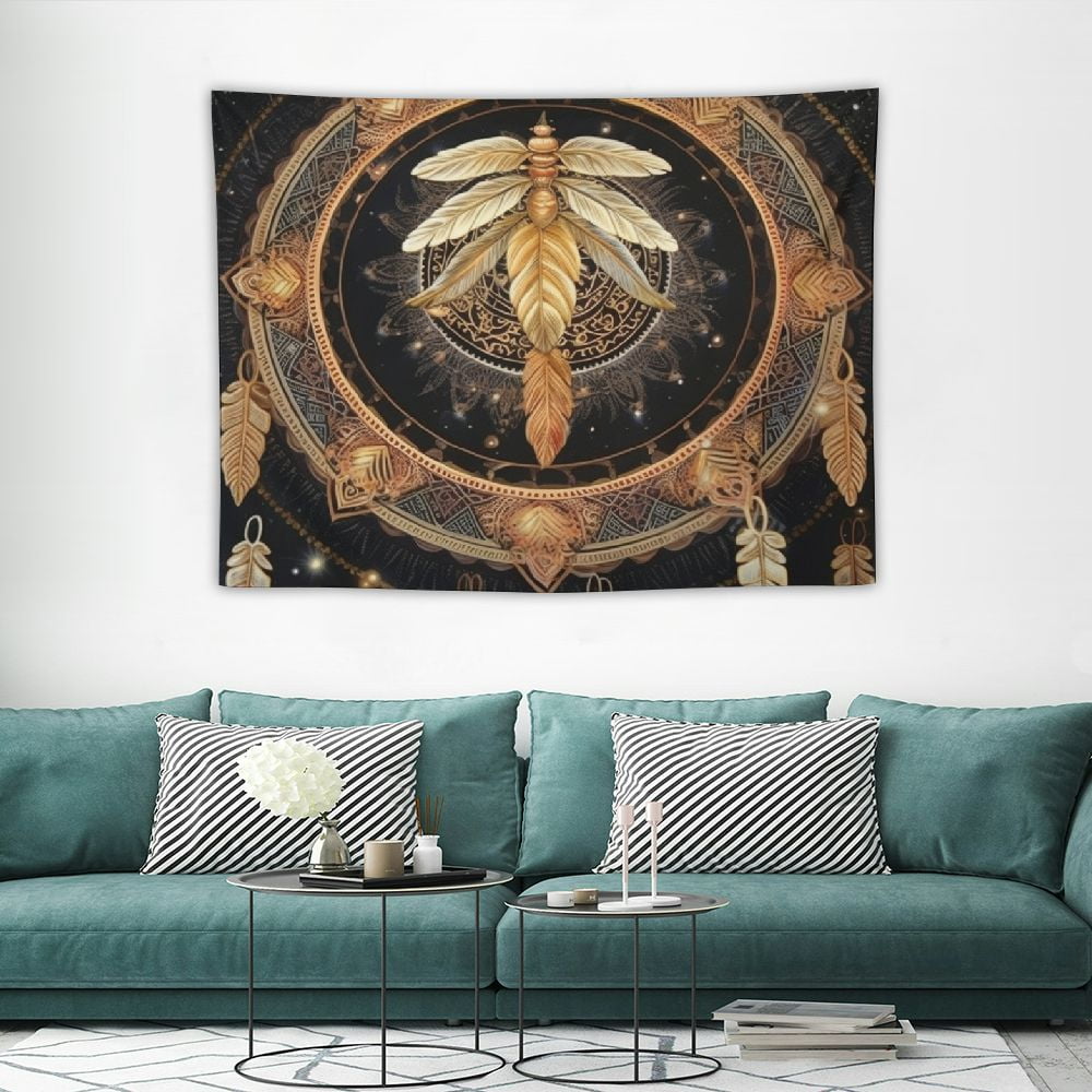 ONETECH Mandala Tapestry, Dreamcatcher Motif with Magic Feathers in The ...