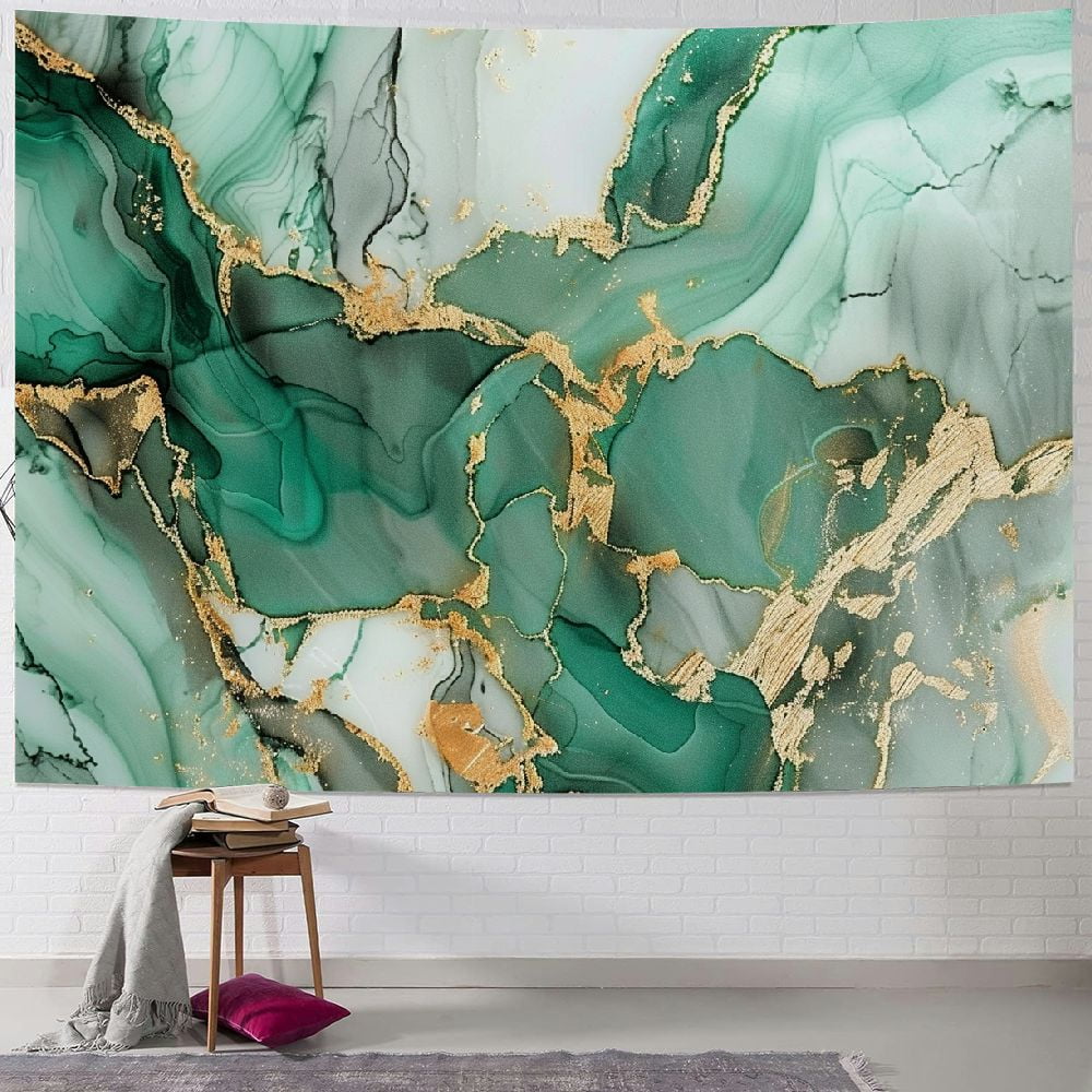 ONETECH Marble Abstract Tapestry, Turquoise Golden Marble Modern ...