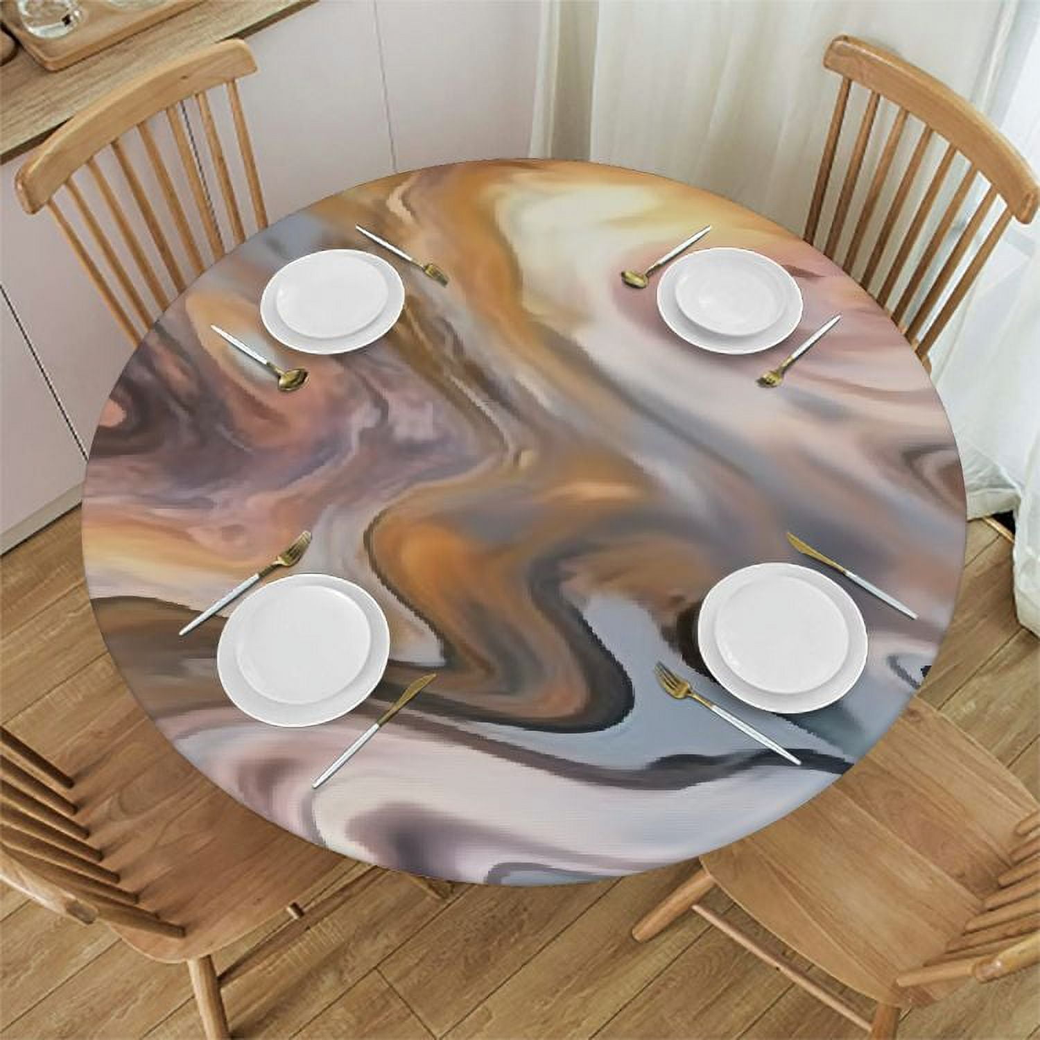 ONETECH Marble Fitted Table Cloths, Retro Marbling Texture Waterproof ...