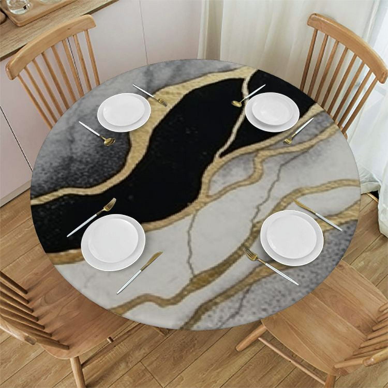 ONETECH Marble Mosaic Tablecloth Japanese Kintsugi Marbling Stone Stain ...