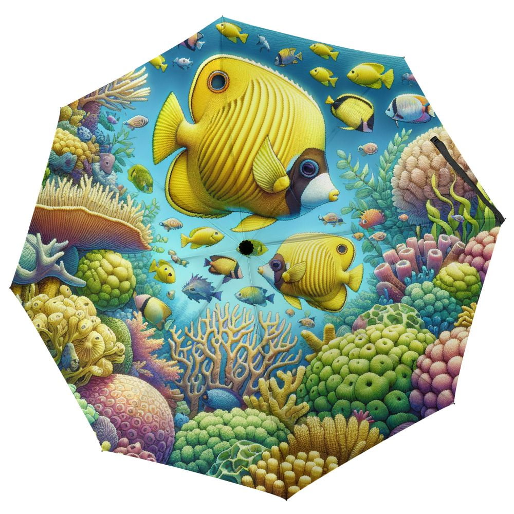 ONETECH Marine Life Coral Underwater Three-Fold Automatic Umbrella ...