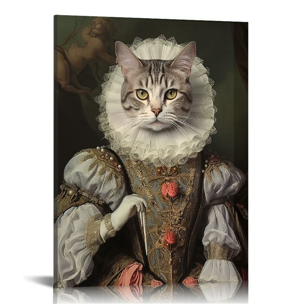 ONETECH Medieval Renaissance Cats Wall Art Set - Cat Wall Decor - Cat ...