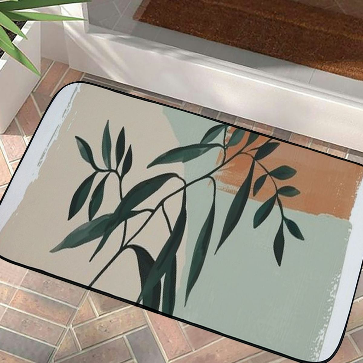 ONETECH Mid Century Abstract Boho Leaf Modern Sun Minimalist Art Square ...