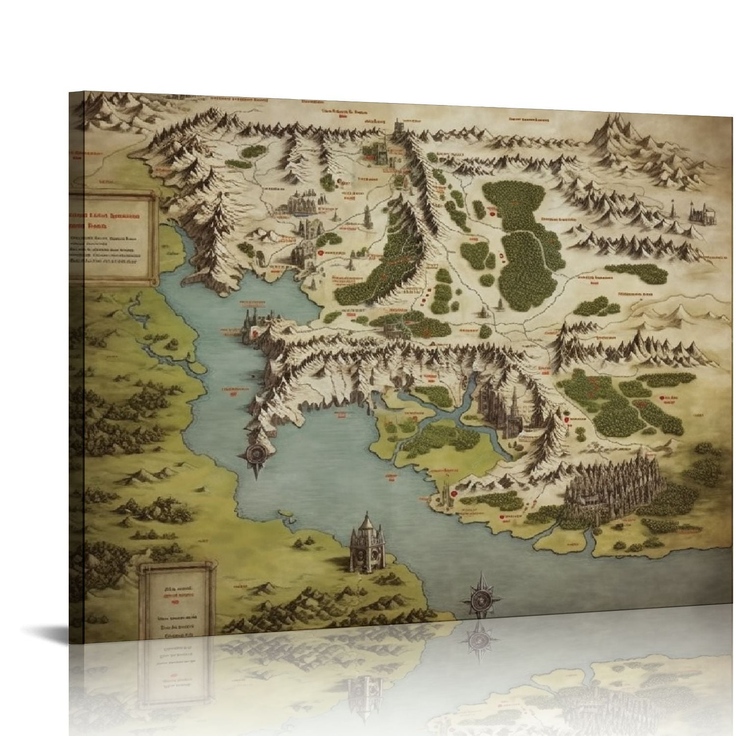 ONETECH Middle Earth Map Canvas Wall Art Movie Map HD Print - Retro ...