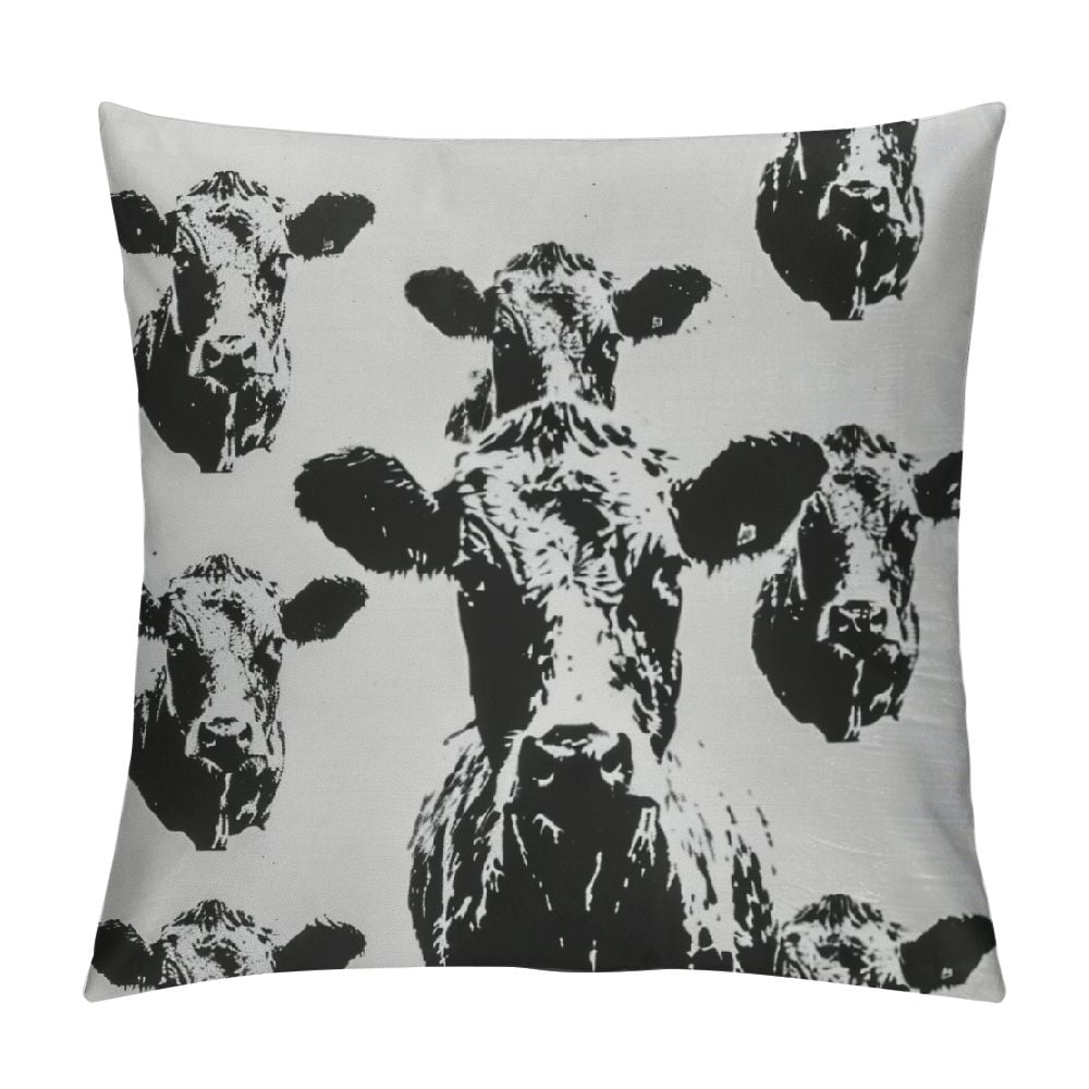 ONETECH Minimalist Pattern Line Art Farmer Cow Mom Throw Pillow ...