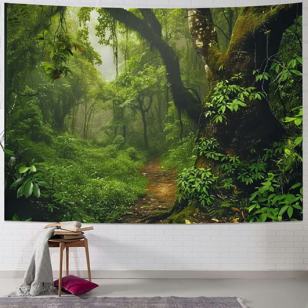 FUMJ Misty Forest Tapestry Magical Nature Green Tree Wall Tapestry ...