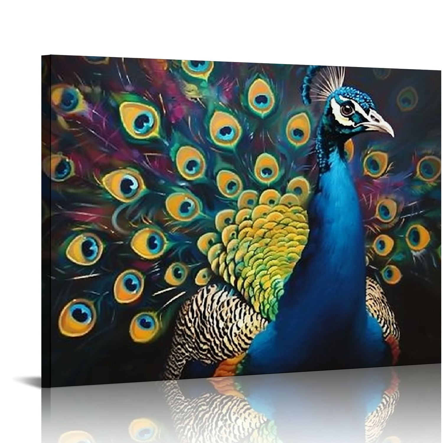 Onetech Modern Peacock Colorful Feather Wall Art Motivational Beautiful Elegant Peacocks