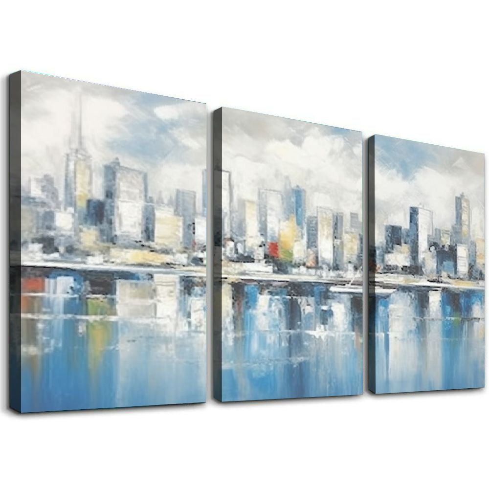 ONETECH Modern Urban Abstract Painting Artwork: Contemporary Cityscape ...
