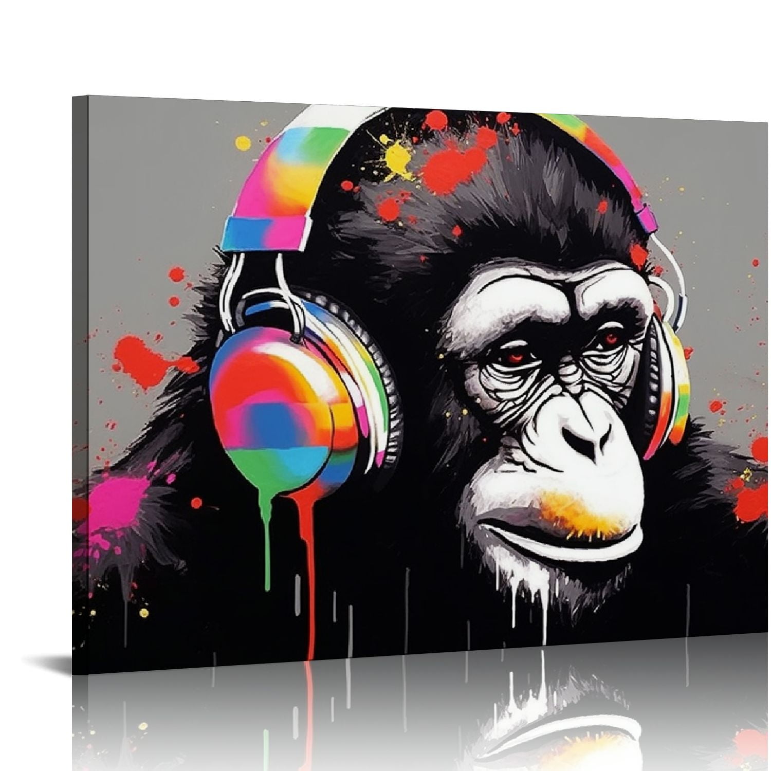 ONETECH Monkey With Headphones Banksy DJ Chimp Pop Art Cool Ape ...