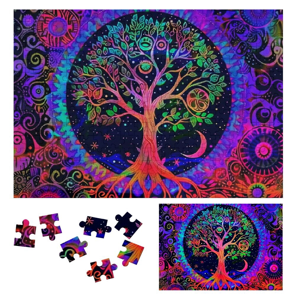 ONETECH Moon Circles Psychedelic Wooden Jigsaw Puzzle Challenging ...