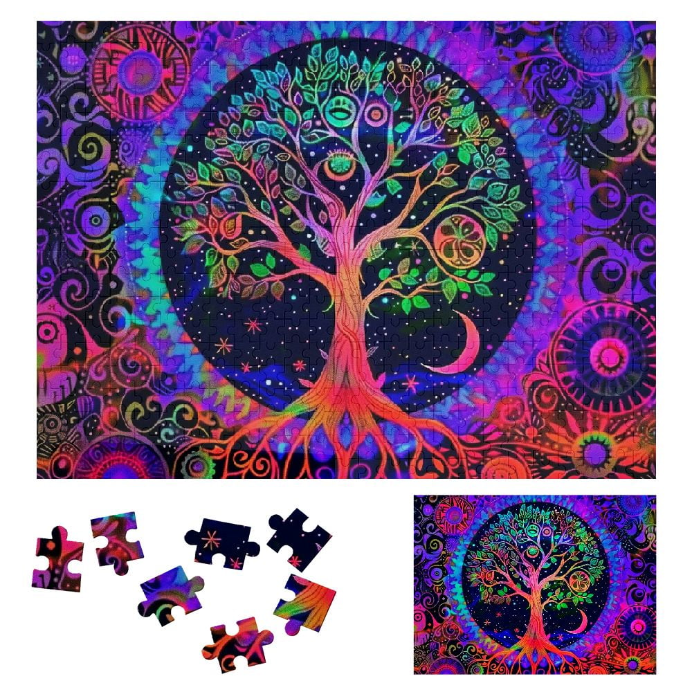 ONETECH Moon Circles Psychedelic Wooden Jigsaw Puzzle Challenging ...