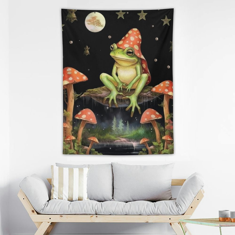 ONETECH Moon Phase Tapestry, Mushroom Frog Butterfly Vertical ...