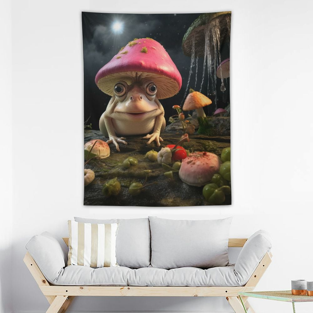 ONETECH Moon Phase Tapestry, Mushroom Frog Butterfly Vertical ...