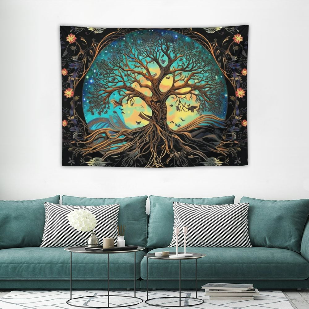 FUMJ Moon Phase Tree of Life Tapestry Nature Flower Plant Butterfly ...