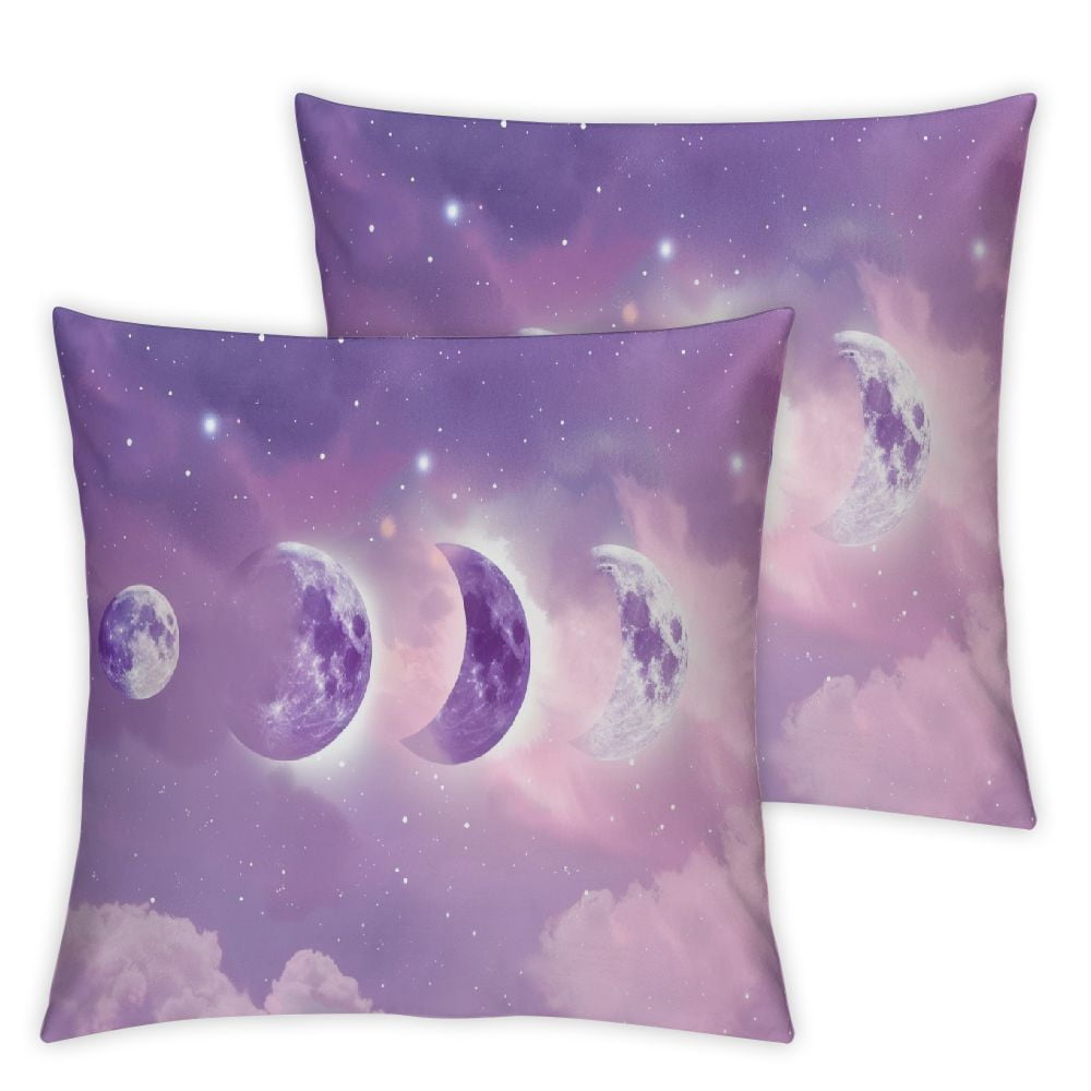 ONETECH Moon Phase and Stars with Cloud Short Plush Pillow Covers Set ...