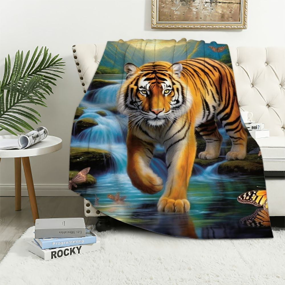 ONETECH Moonlight Tiger Blanket for Bed, Tiger Throw Blanket for Women ...