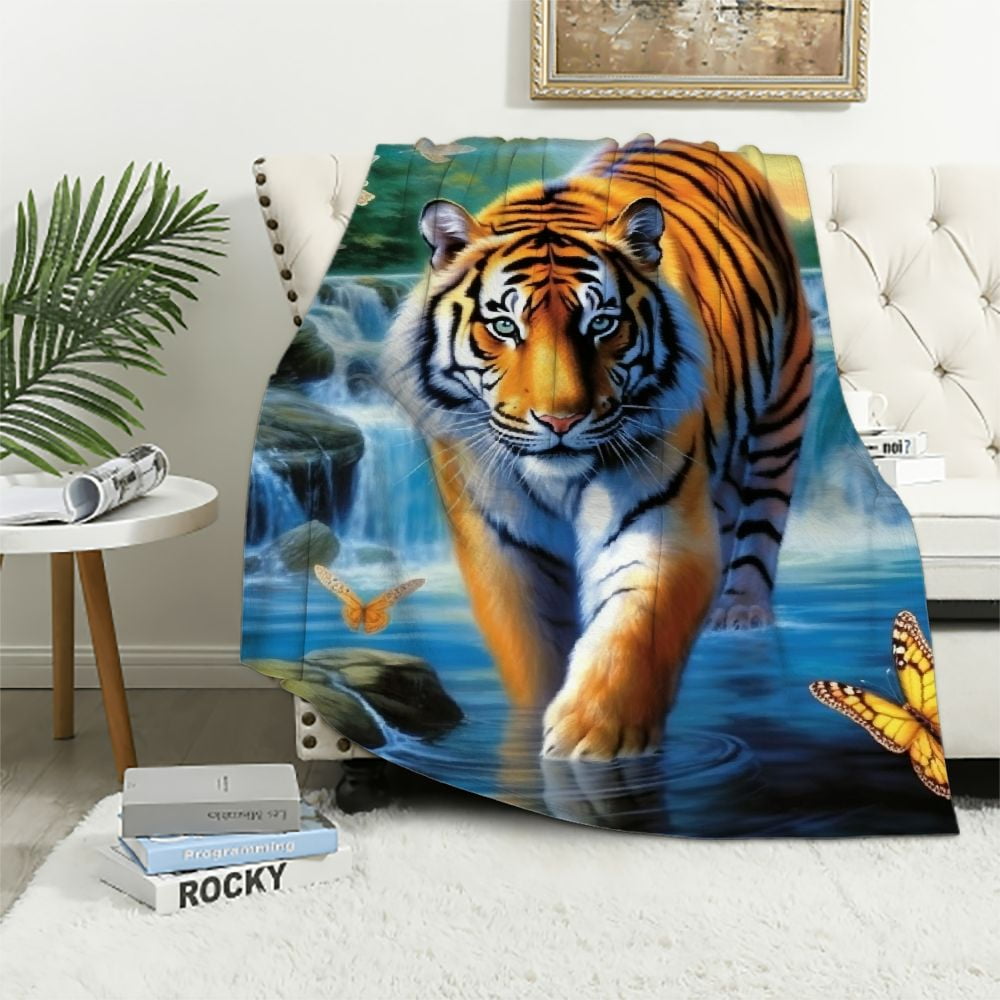 ONETECH Moonlight Tiger Blanket for Bed Tiger Throw Blanket for Women ...
