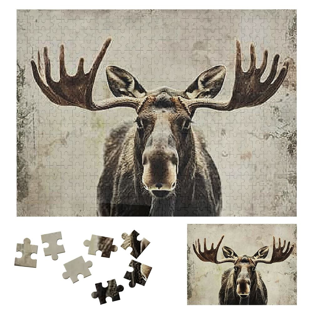 ONETECH Moose with Large Antlers Wooden Jigsaw Puzzle Challenging ...