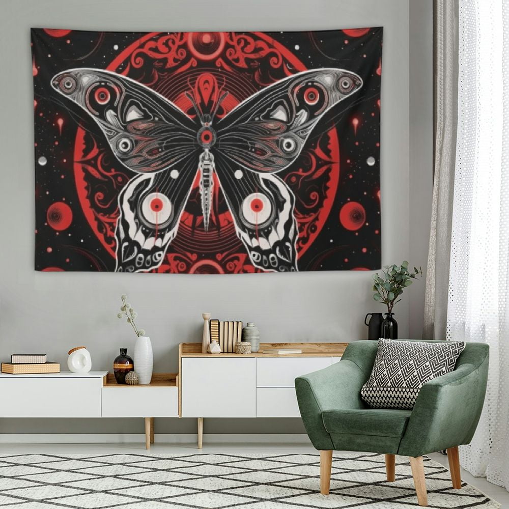 ONETECH Mothman Tapestry Skull Tapestry Gothic Tapestry Black Red ...