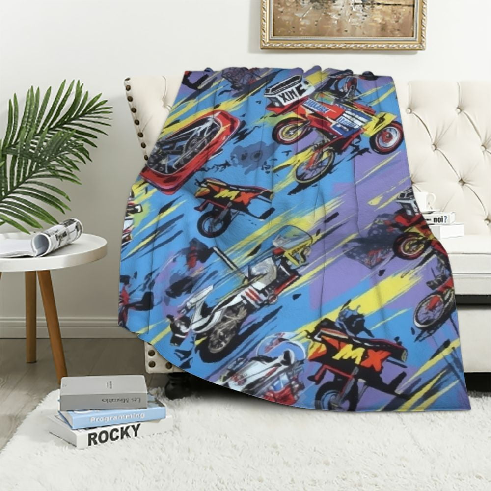 ONETECH Motorcycle Throw Blanket Car Soft Warm Bedding Bed Blankets ...