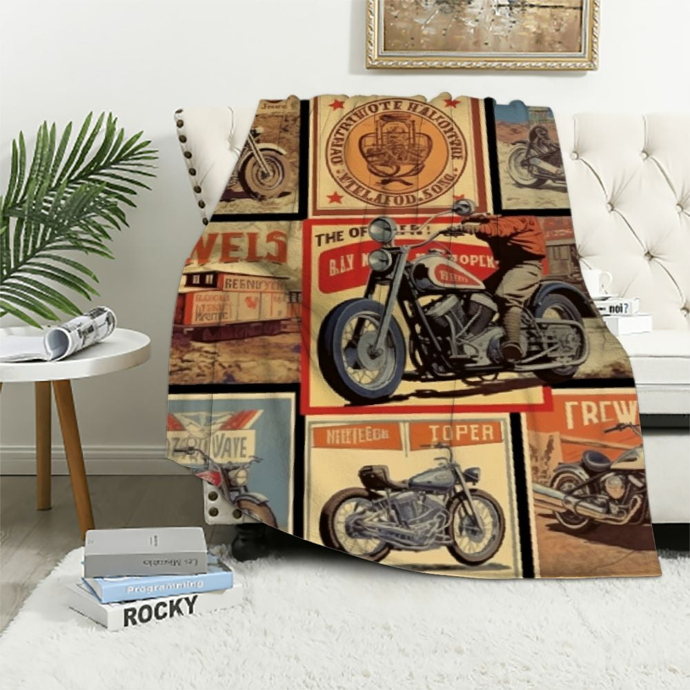 ONETECH Motorcycle Throw Blanket Motorcycle Blanket for Boys Motorcycle ...