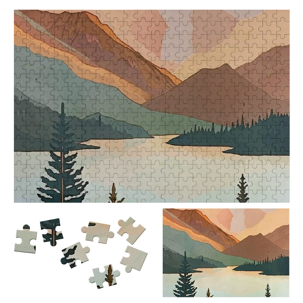 ONETECH Mountain Lake Wooden Jigsaw Puzzle for Adults and Kids - Gift ...