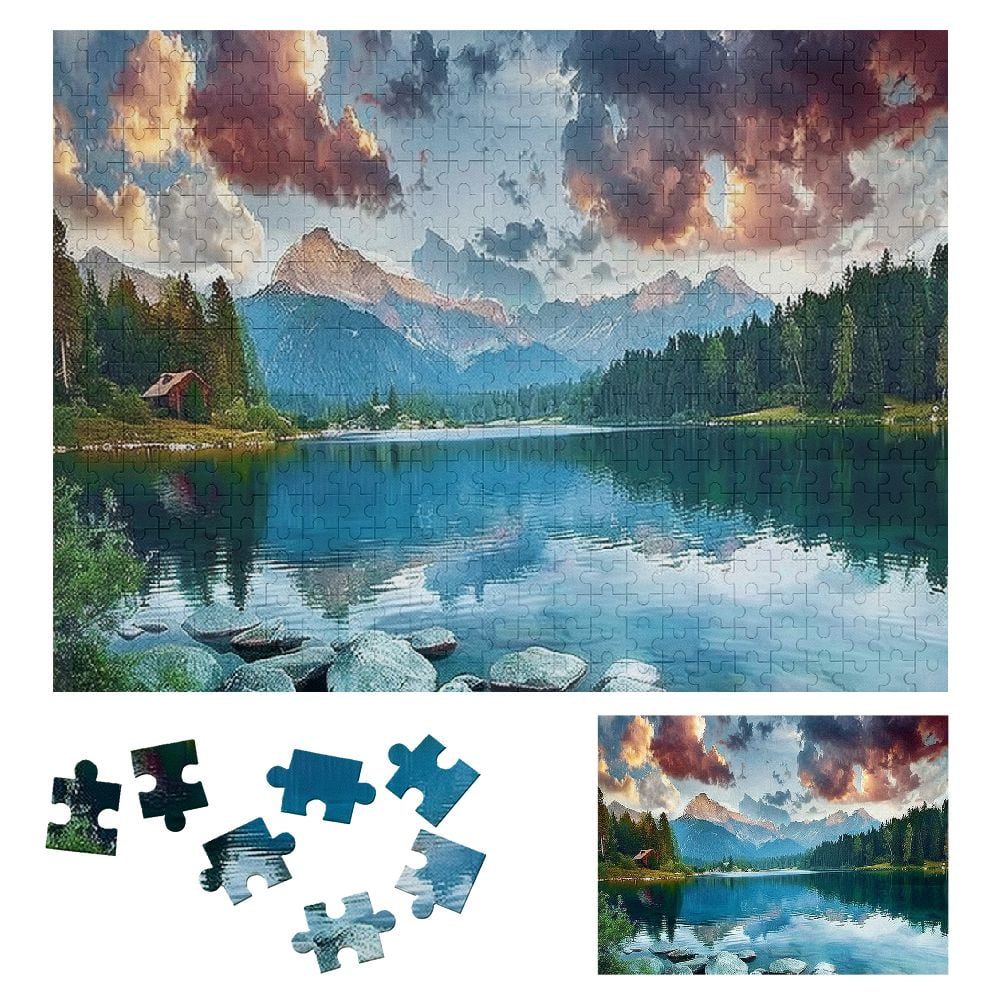 ONETECH Mountain Range Trees Rocks Wooden Jigsaw Puzzle Challenging ...