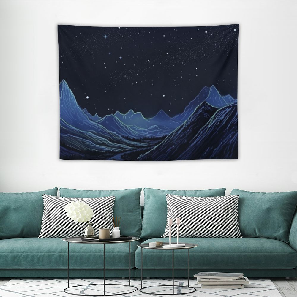 ONETECH Mountain Tapestry | Moon Star & Night Sky Wall Hanging Hippie ...