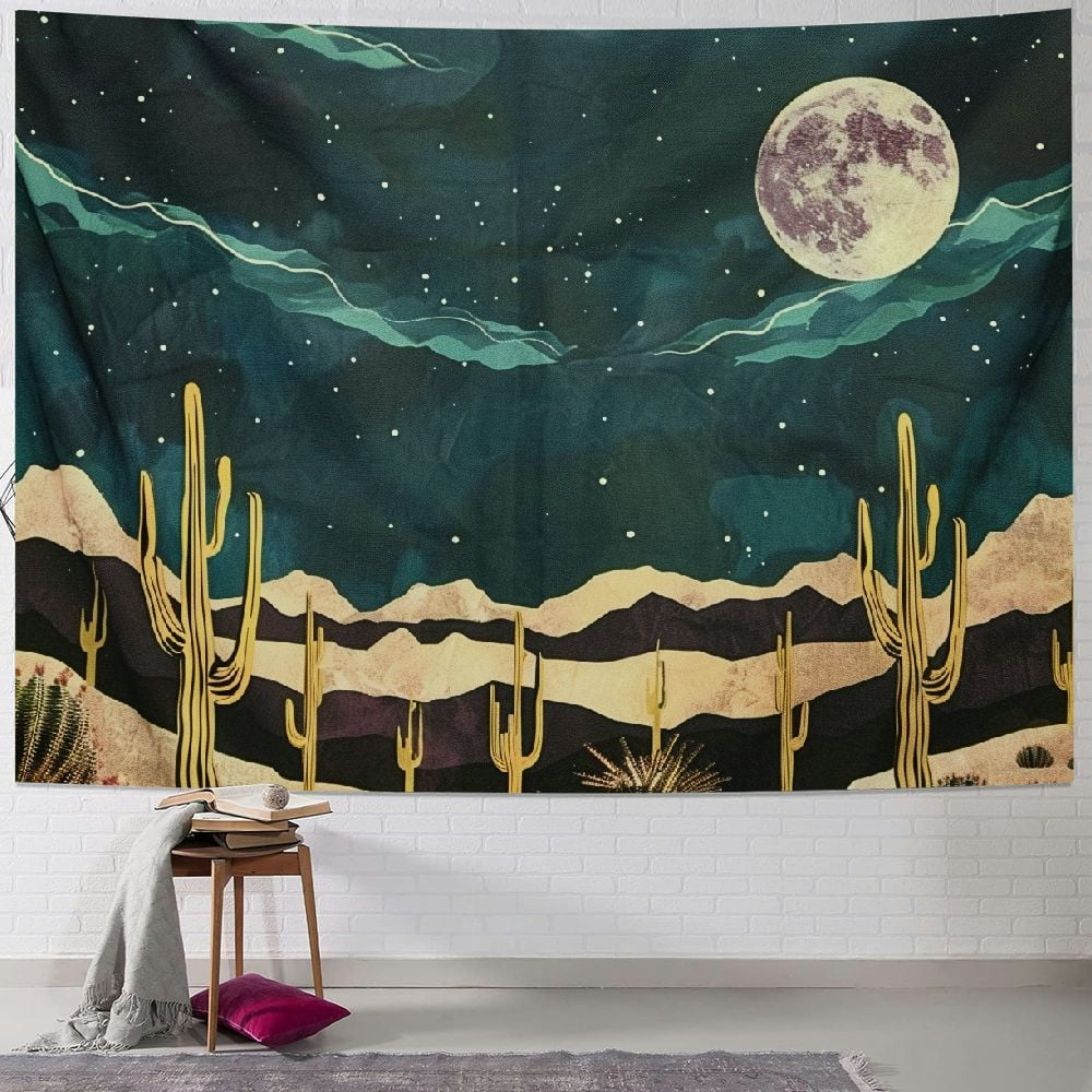 ONETECH Mountain Tapestry Moon Tapestry Desert Cactus Tapestry Starry ...