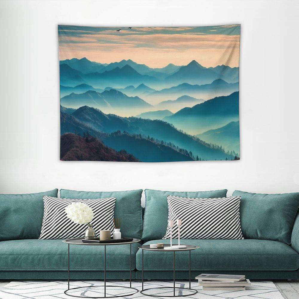 ONETECH Mountain Tapestry Wall Hanging, Premium Printed Misty Forest ...