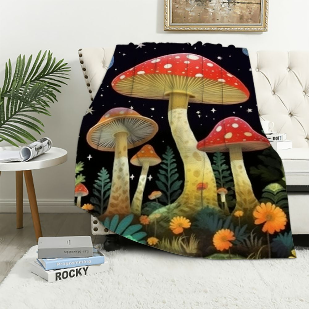 ONETECH Mushroom Blanket, Mushroom Gifts for Women, Soft Cozy Flannel ...