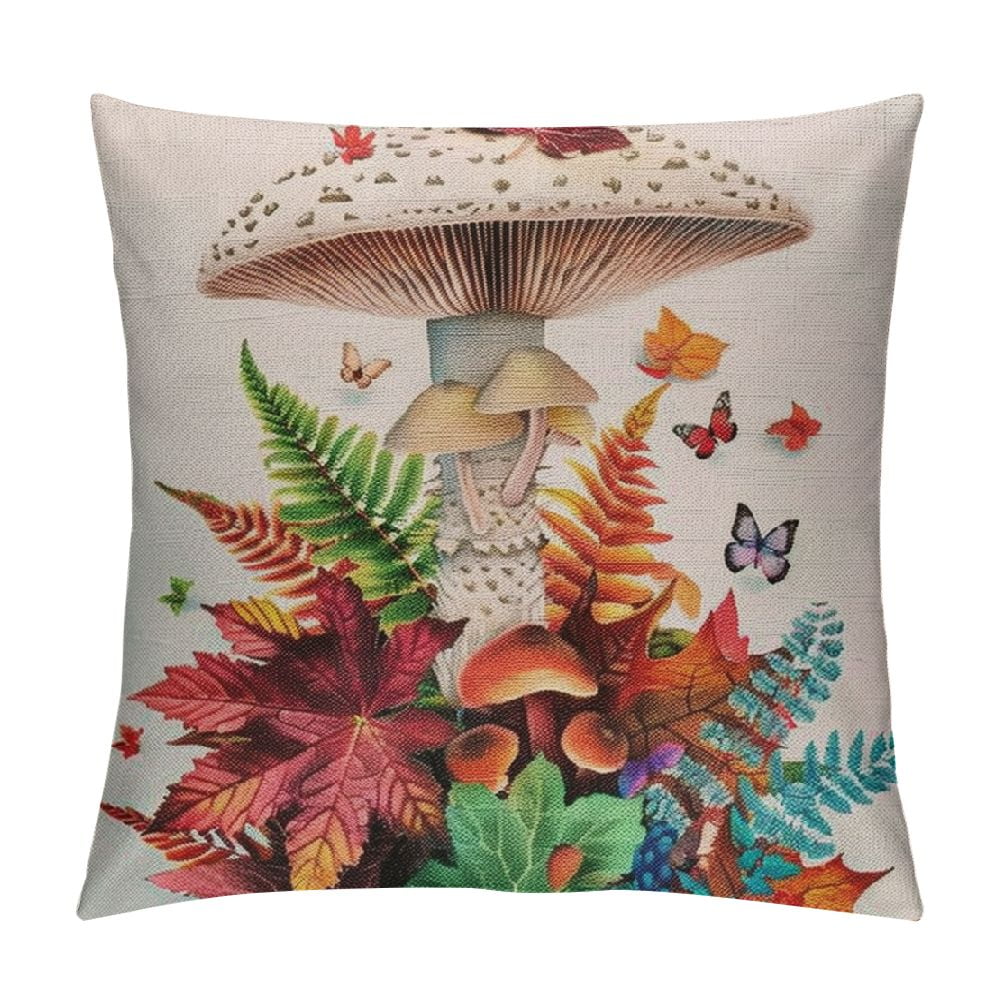 Onetech Mushroom Pillow Case Decorative Square Couch Pillow Cover Cute