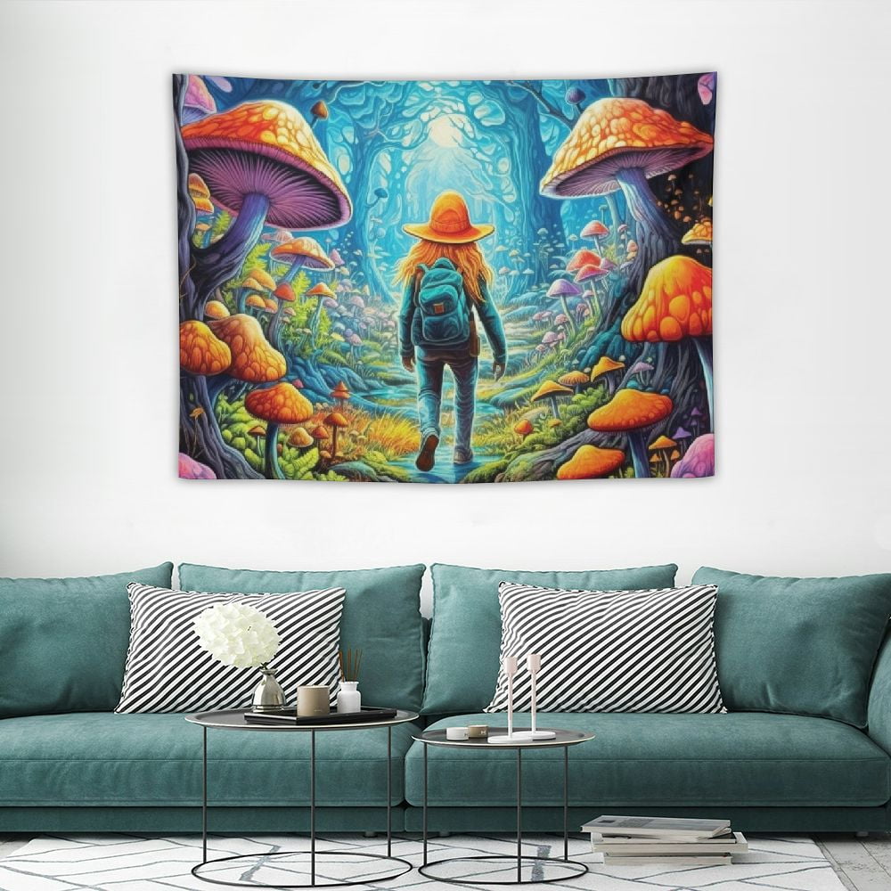 ONETECH Mushroom Tapestry Hippie Skull Tapestries UV Reactive Forest ...
