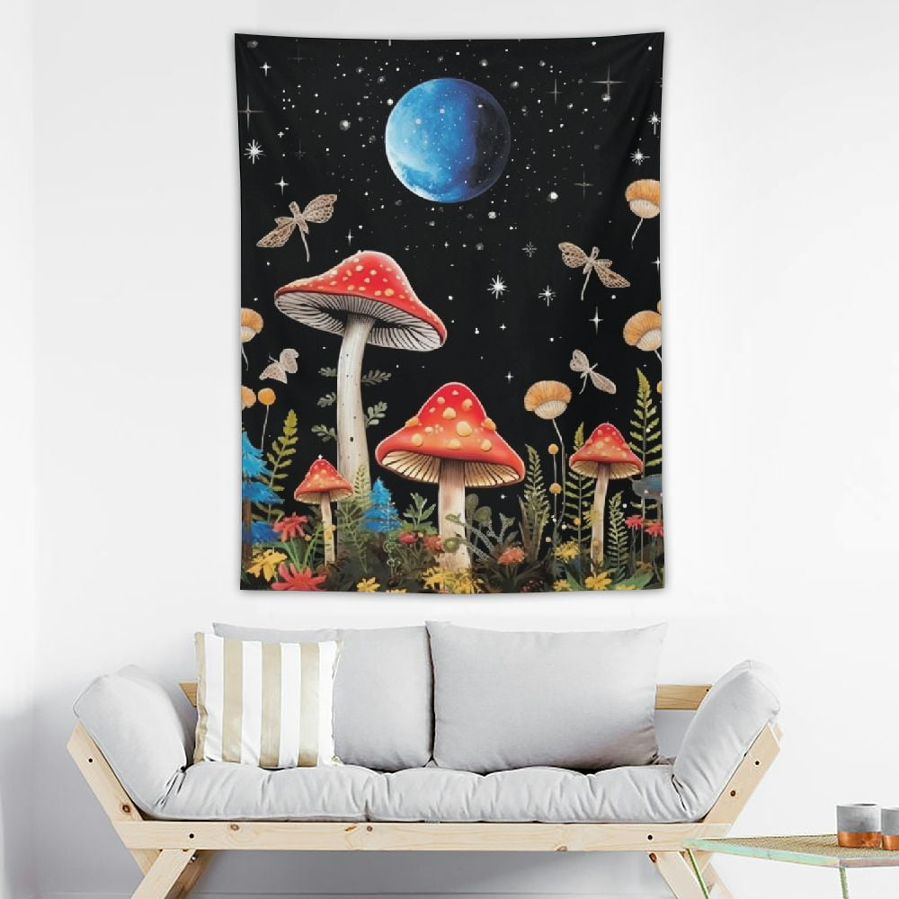 ONETECH Mushroom Tapestry Wall Hanging Boho Plant and Butterfly ...