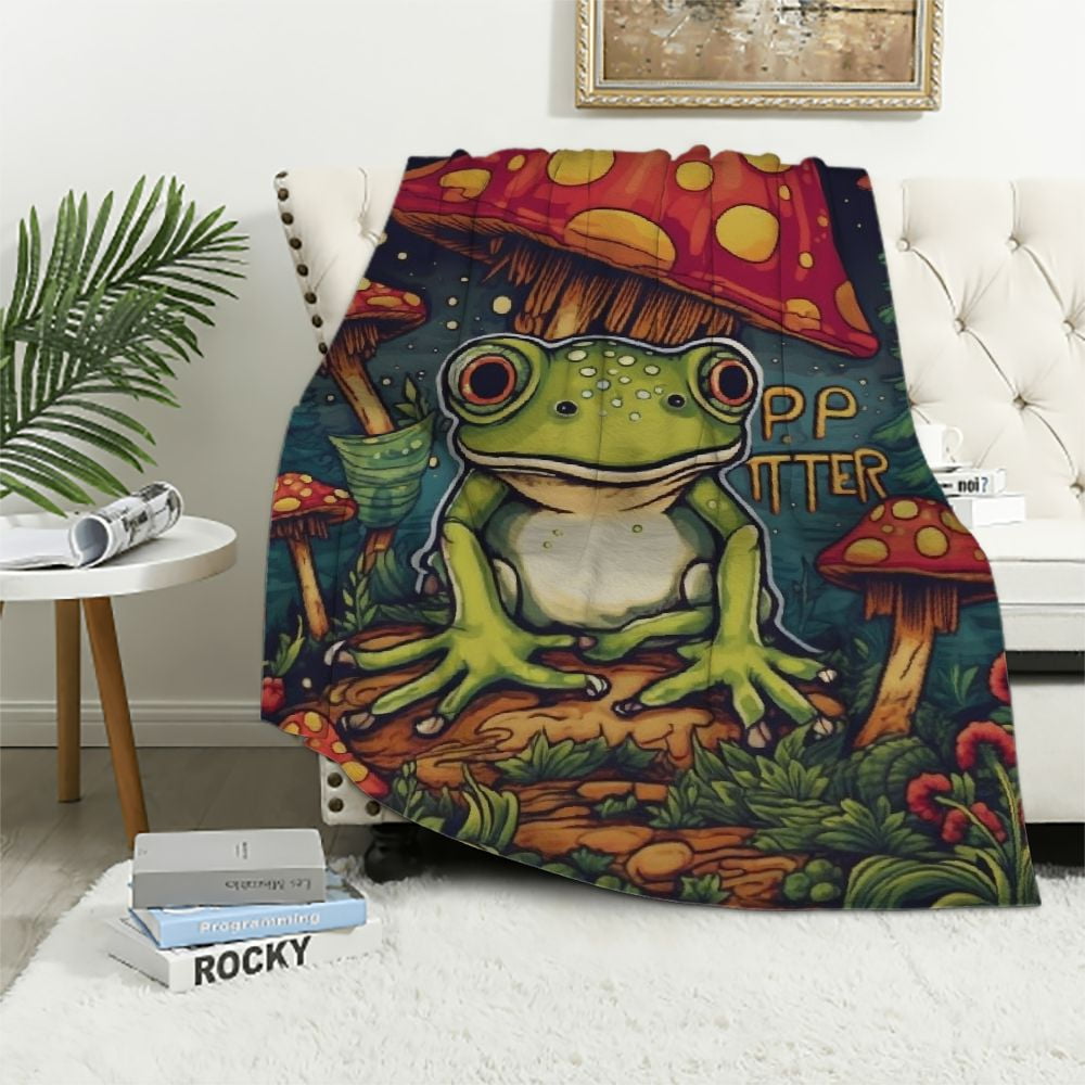 ONETECH Mushroom Throw Blanket - Soft, Fuzzy & Warm Flannel Blankets ...