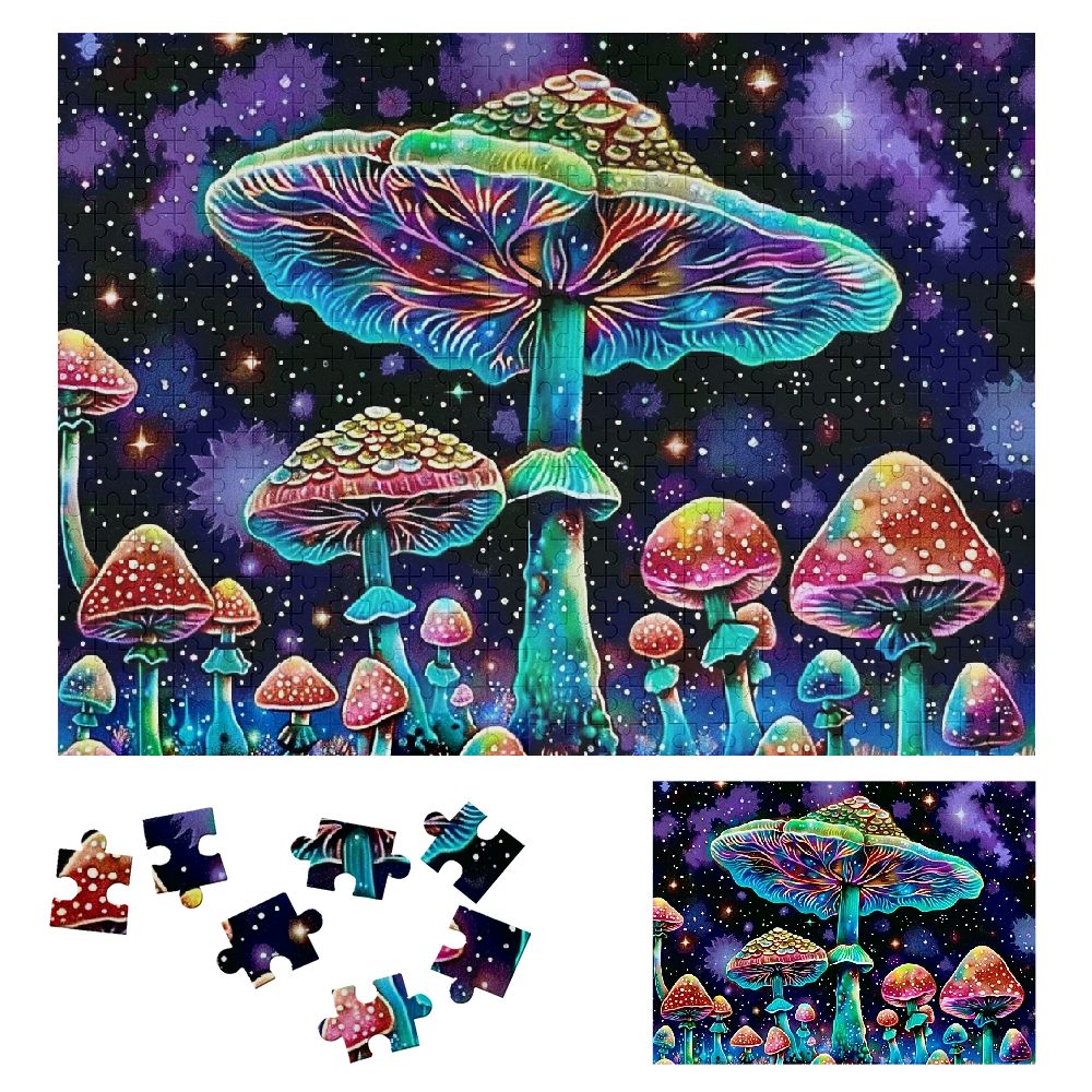 ONETECH Mushrooms Stars Psychedelic Art Wooden Puzzle for Adults and ...
