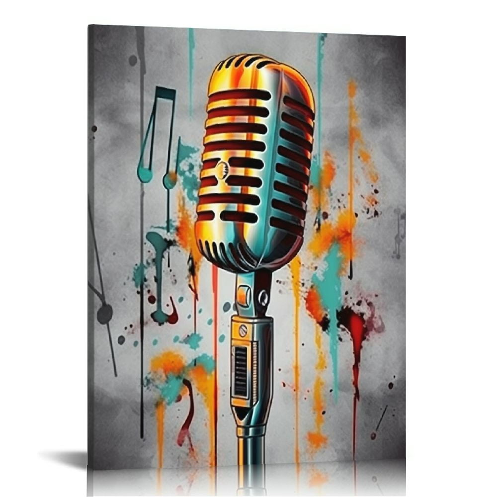 ONETECH Music Artistic Paintings Wall Art Microphone and Headset Note ...