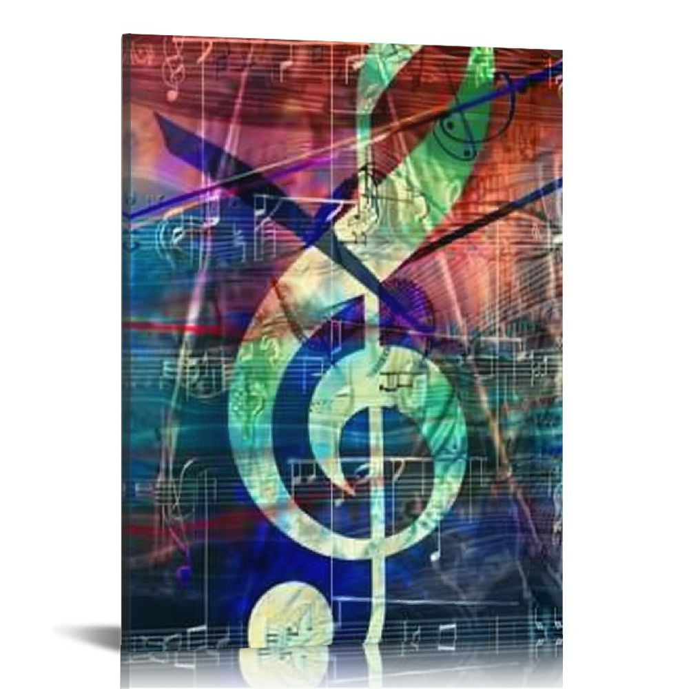 ONETECH Music Wall Art Print Musical Notes Canvas Painting Black White ...