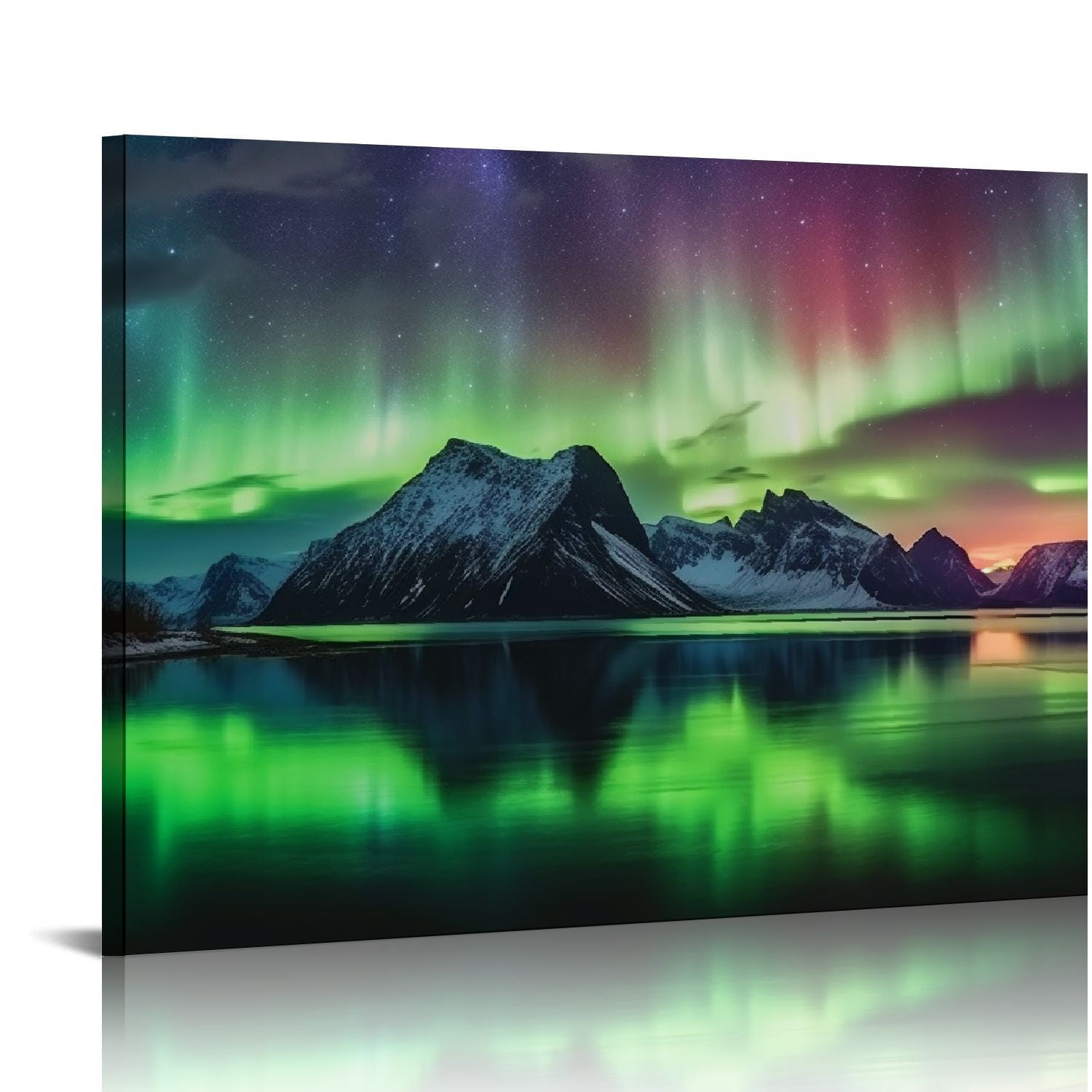 ONETECH Nature Landscape Aurora Borealis Artwork Painting Blue Green ...
