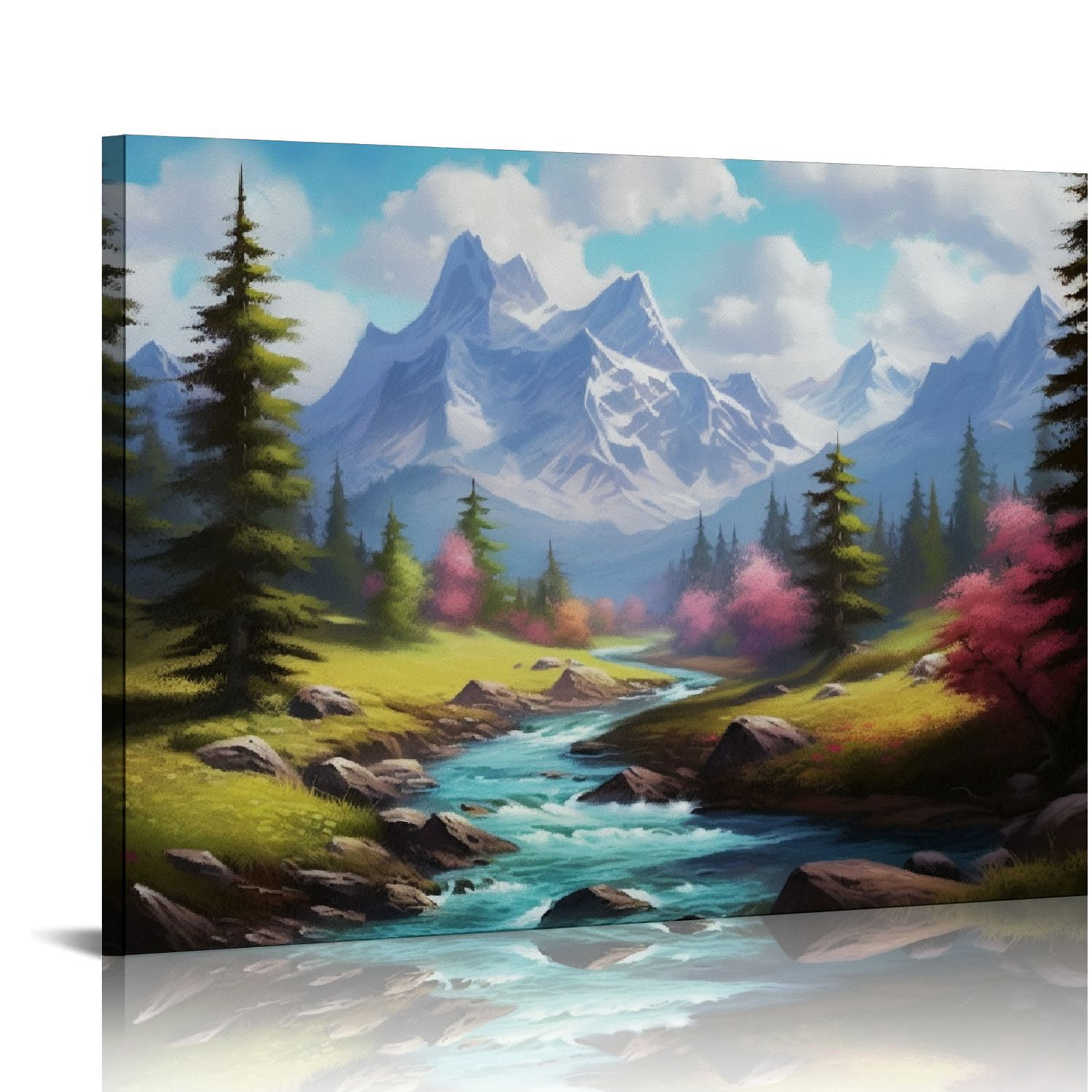 ONETECH Nature Mountain Canvas Wall Art, National Park Print Lake Blue ...