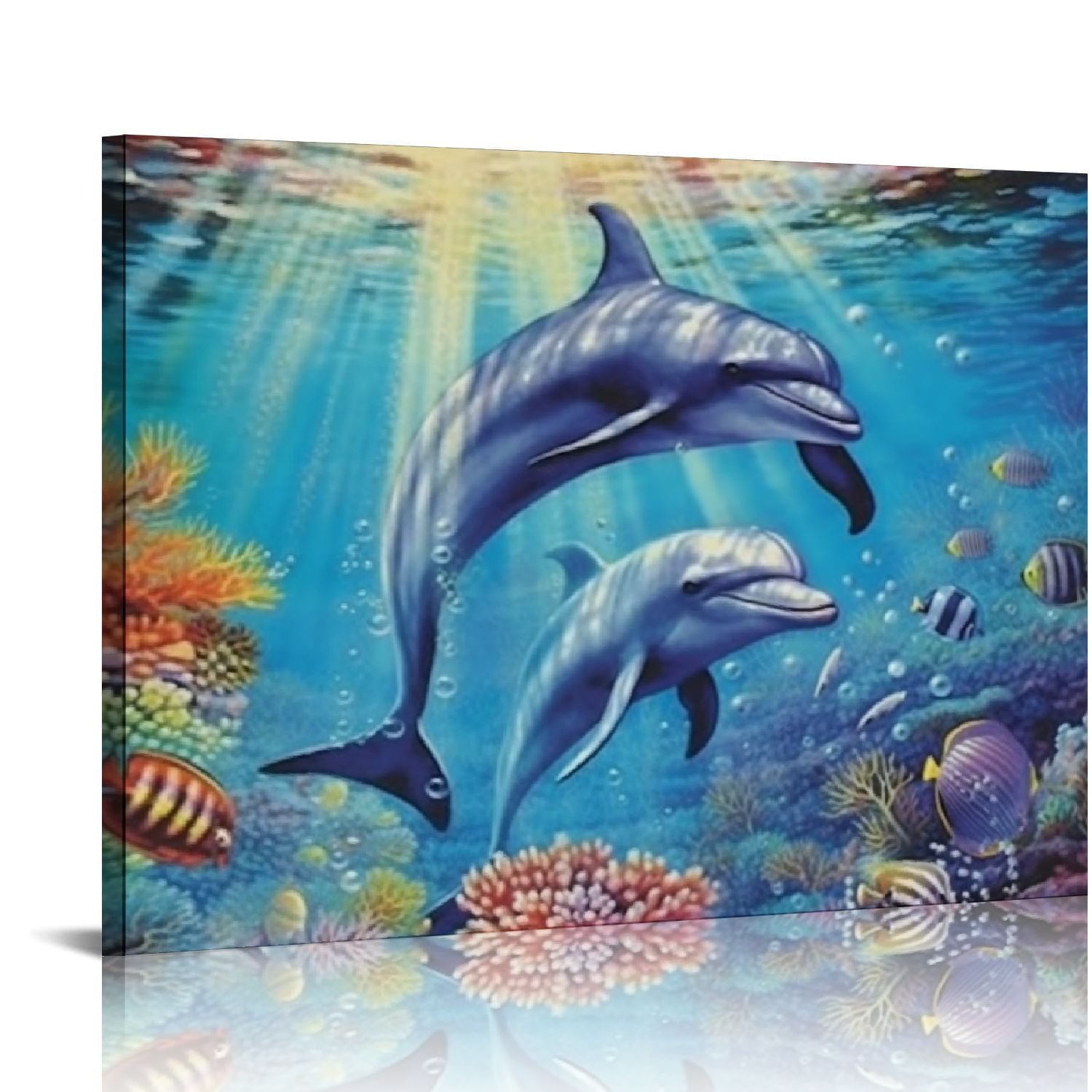 ONETECH Nautical Dolphin Bathroom Wall Art Coastal Ocean Theme Pictures ...