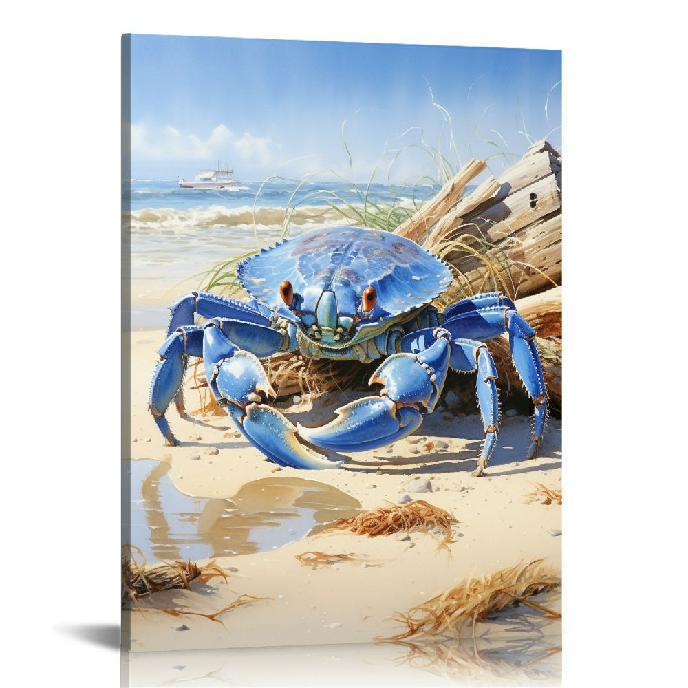FUMJ Nautical Wall Decor Beach Crab Canvas Wall Art, Warm Ocean Beach ...