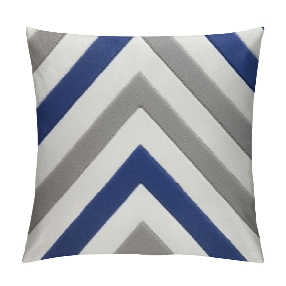 ONETECH Navy Blue and Grey Geometric Pillow Covers Classic Wave Line ...