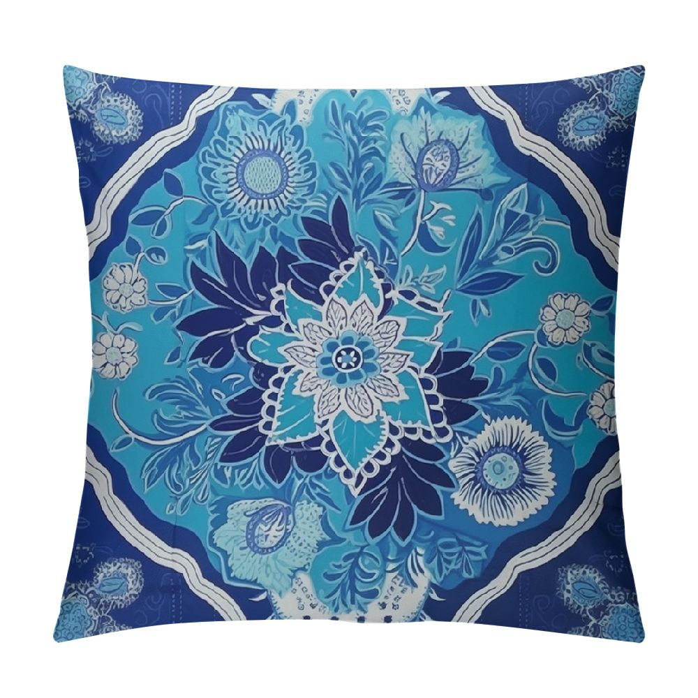 ONETECH Navy Throw Pillow Cushion Cover, Middle Eastern Oriental ...