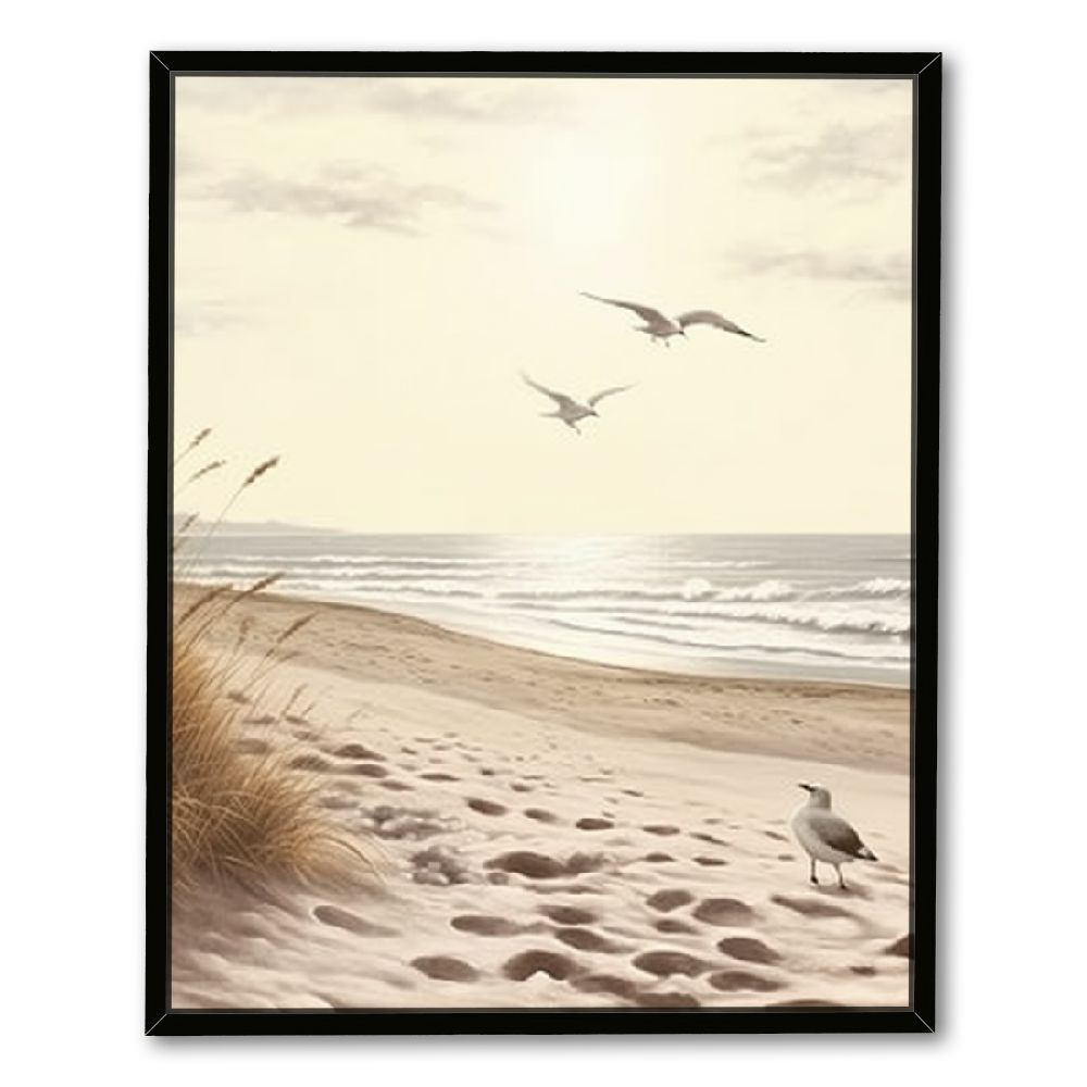 ONETECH Neutral Landscape Artwork Modern Dandelion Wall Art Ocean ...