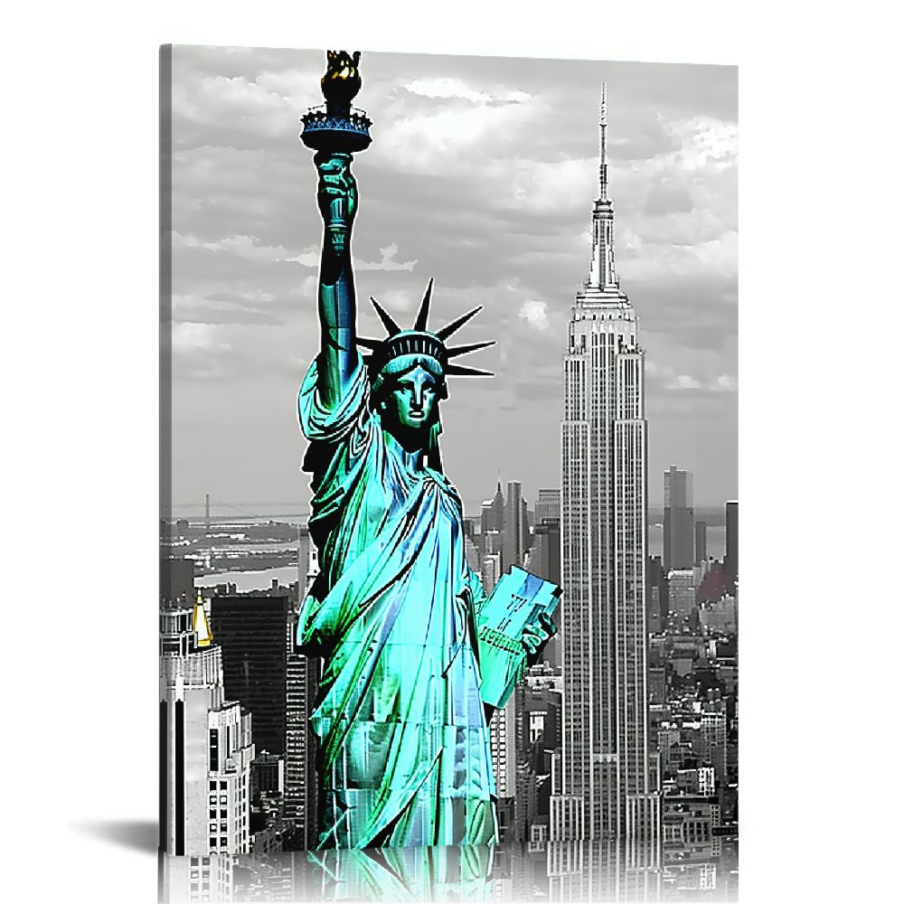 ONETECH New York City Canvas Prints Wall Art - Statue of Liberty with ...