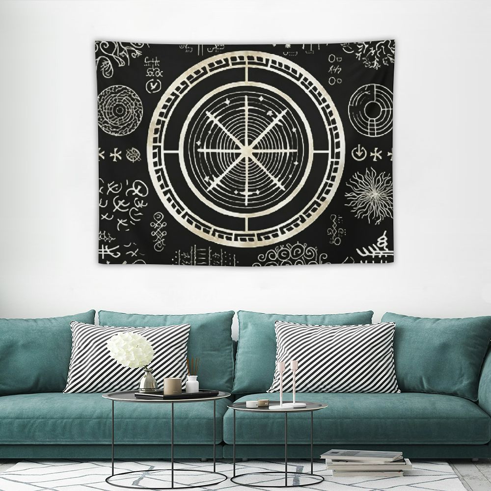 ONETECH Nordic Vikings Tapestry, Soft Flannel, Vegvsir Symbol Amulet ...
