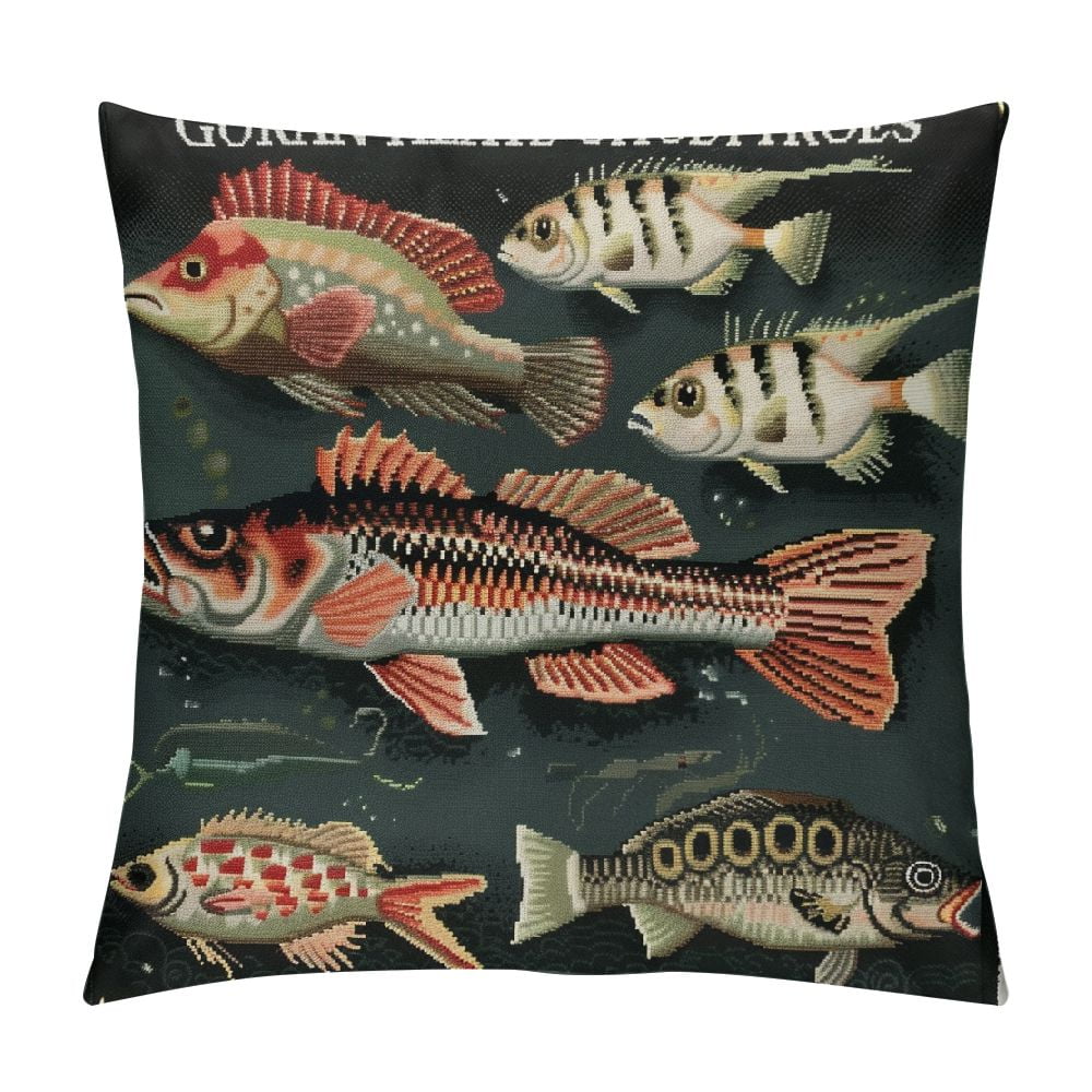 ONETECH North American Fish Pillow Cover, Ocean Animals Themed ...