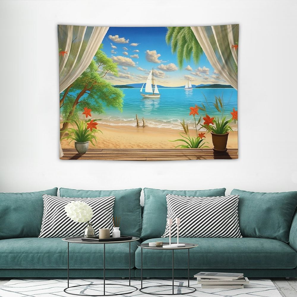 ONETECH Ocean Beach Tapestry,Coconut Tree Tapestry Wall Hanging Palm ...