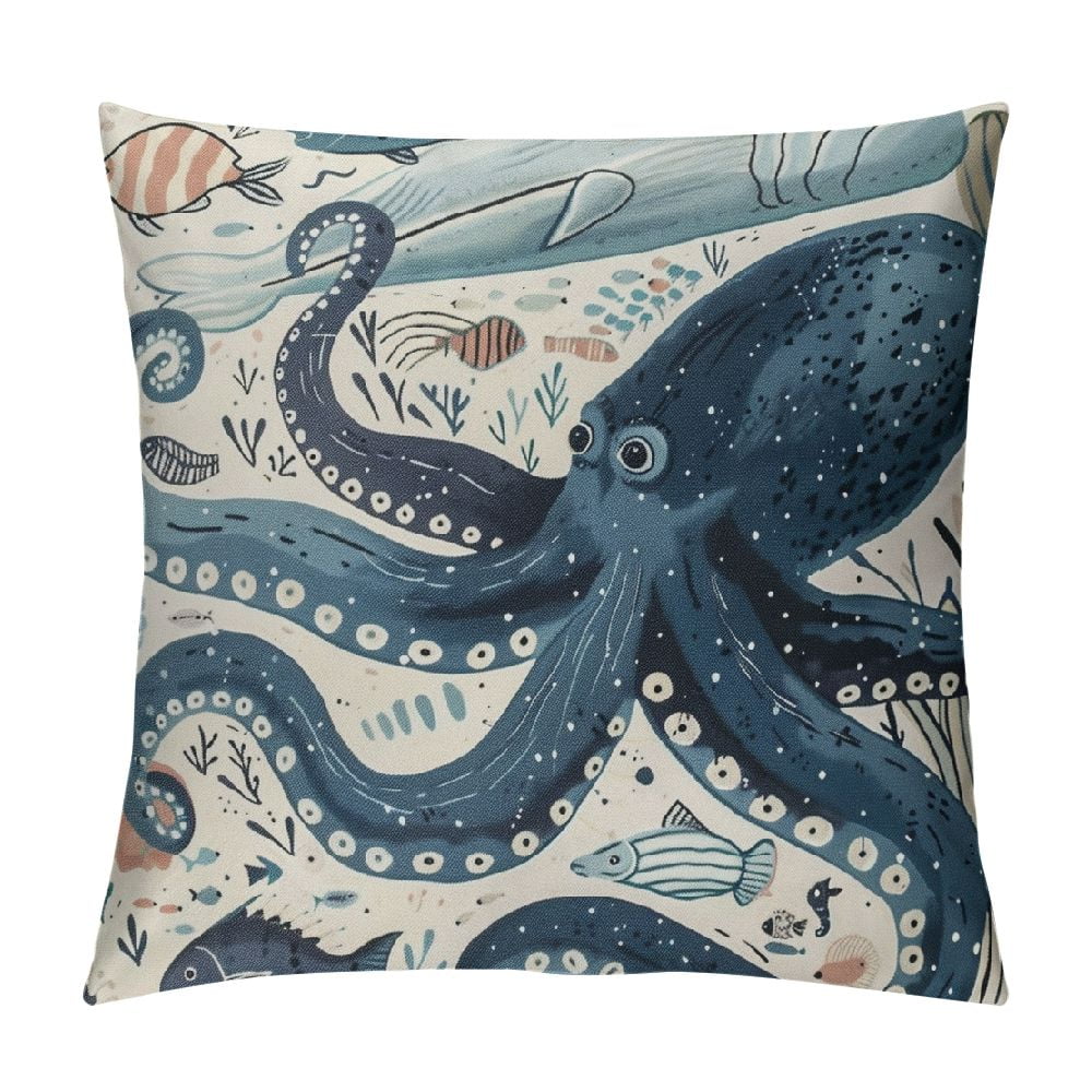 FUMJ Ocean Marine Life Pillow Case Covers , Whale Octopus Dolphin ...